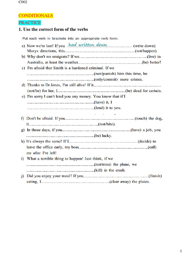 Conditionals - Practice | PDF