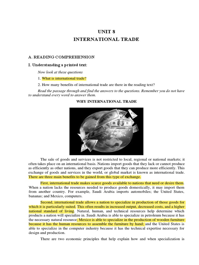 Unit 8 | PDF | International Trade | Goods
