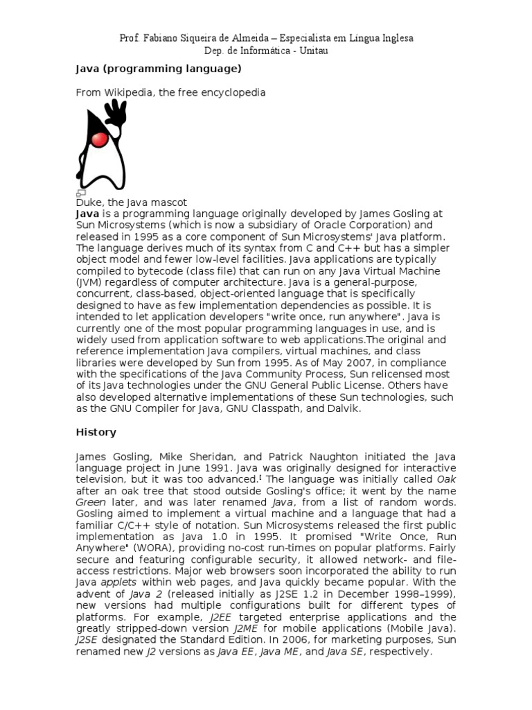 Java Ingles Pdf Java Software Platform Java Programming