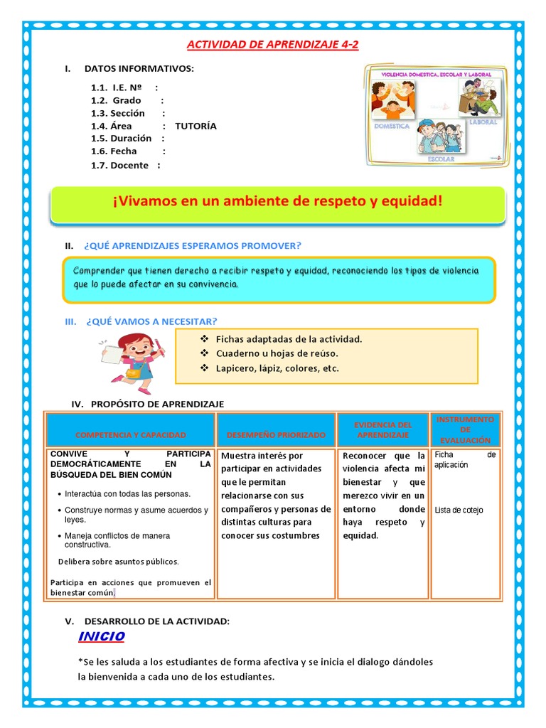 D4 A2 SESION ¡Vivamos en Un Ambiente de Respeto y Equidad! | PDF ...