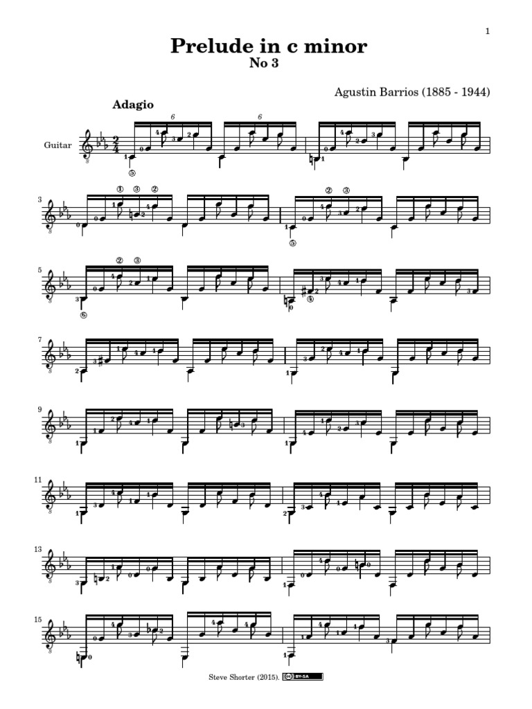 Partitura Completa - Prelude in C Minor (Barrios Mangoré, Agustín) | PDF