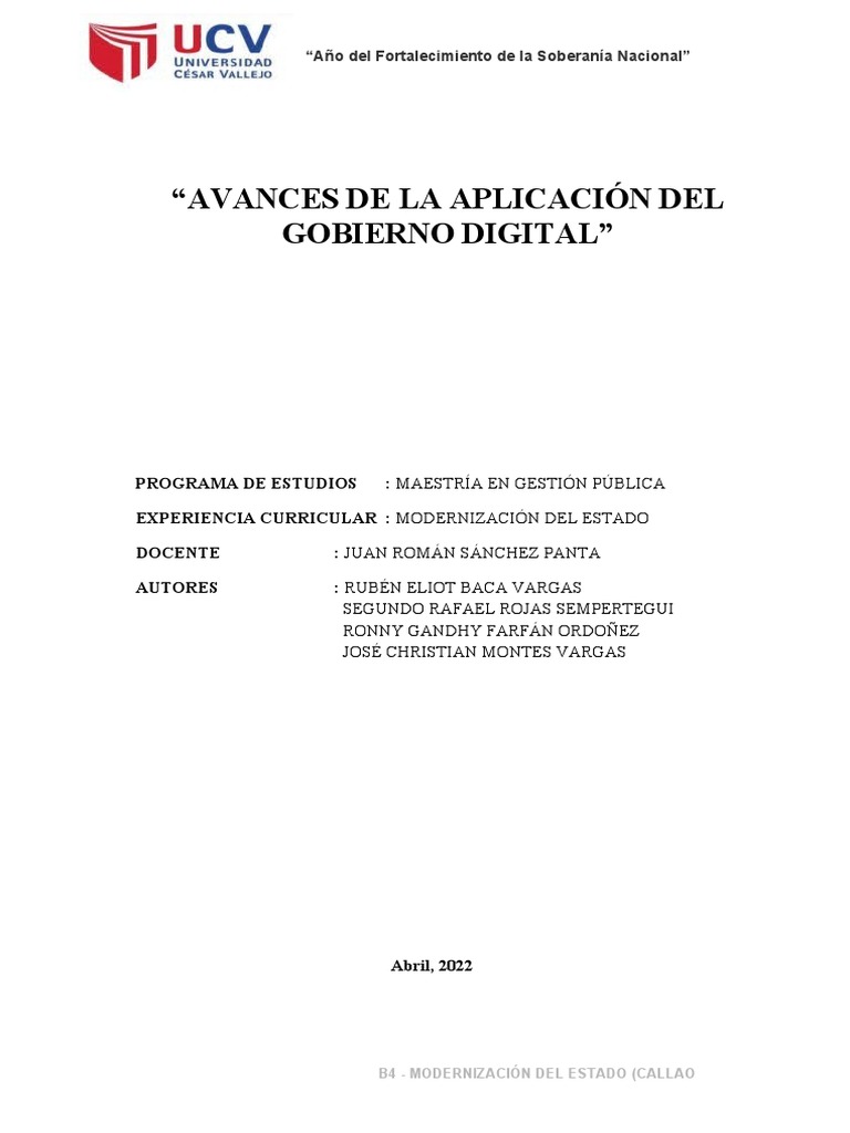 Avances de La Aplicación Del Gobierno Digital | PDF | Gobierno E | Software