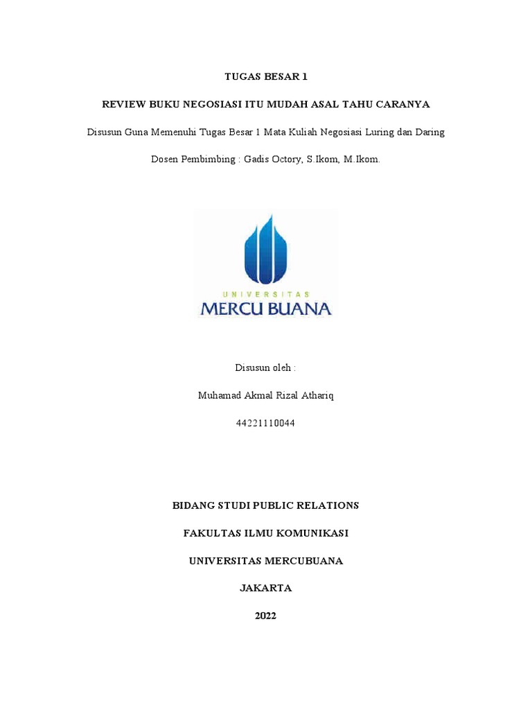 Review Buku Negosiasi Itu Mudah Asal Tahu Caranya | PDF