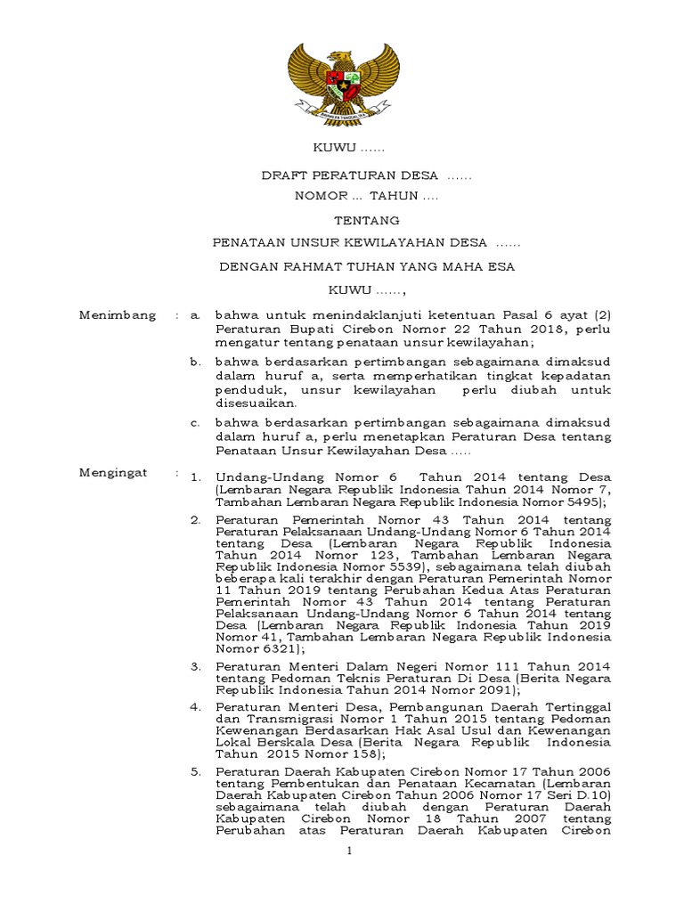 DRAFT Perdes Kewilayahan | PDF