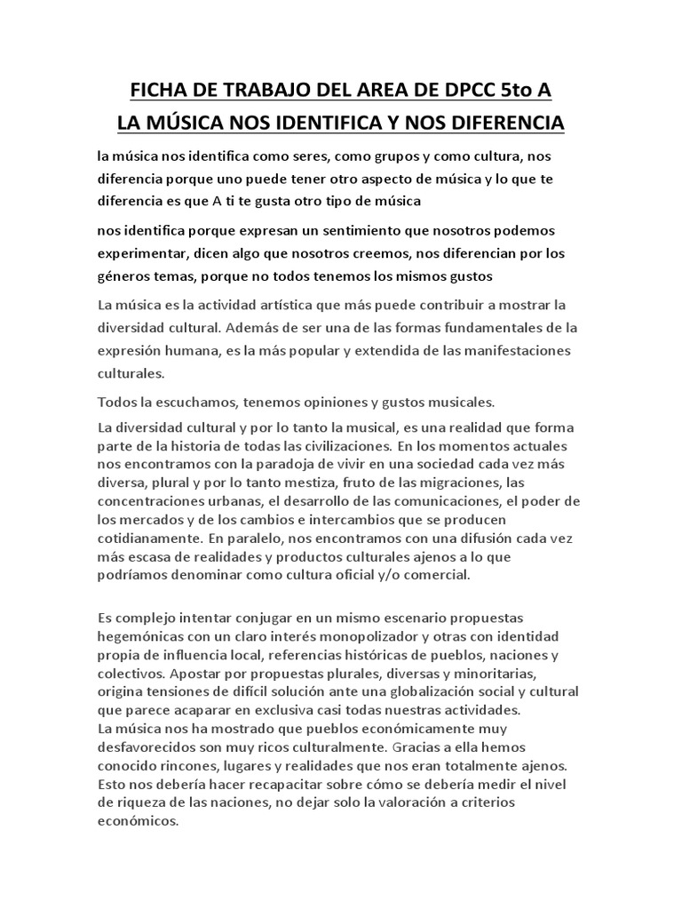 FICHA DE TRABAJO DEL AREA DE DPCC 5to A | PDF | Nación | Globalización