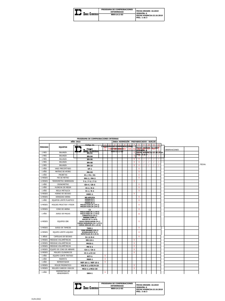 RRR 6.4.1-03 Programa de Comprobaciones Intermedias | PDF