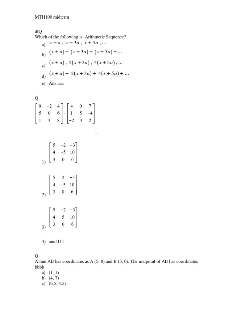 MTH100 SOLVED MCQs MID TERM | Download Free PDF | Matrix (Mathematics ... MTH100 SOLVED MCQs MID TERM | Download Free PDF | Matrix (Mathematics ...