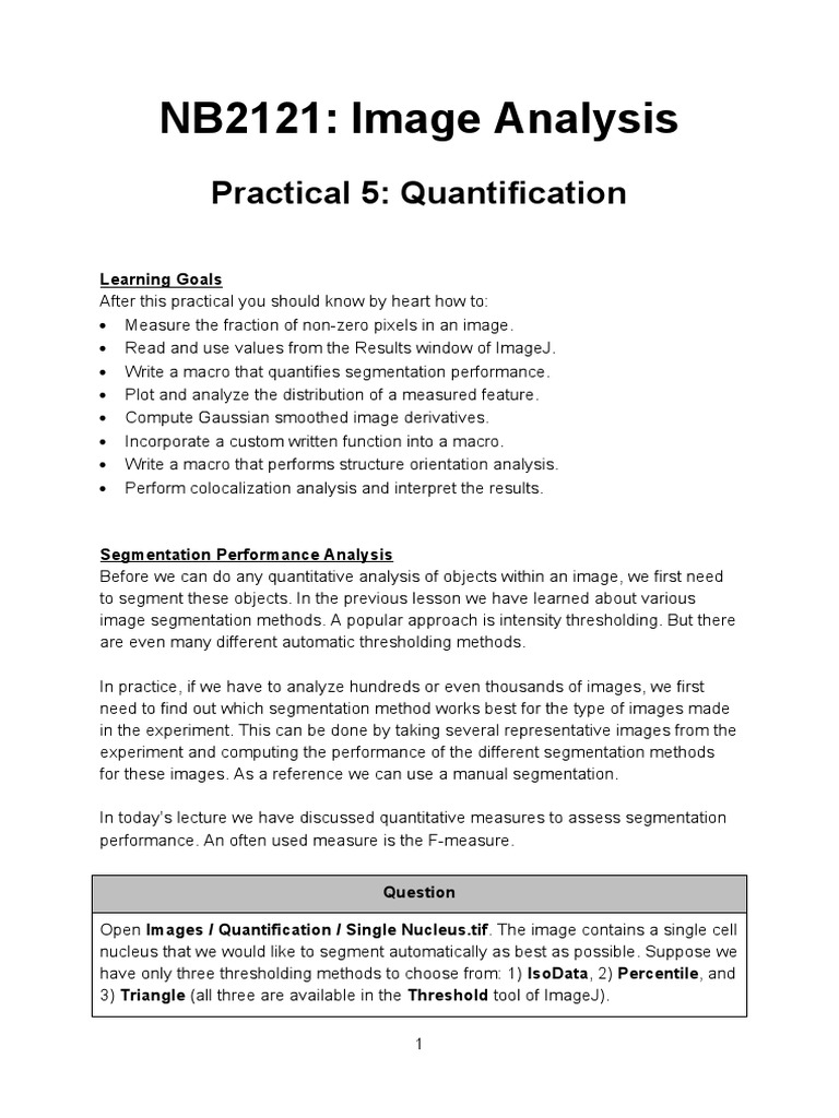 NB2121 Practical 5 Exercises | PDF | Image Segmentation
