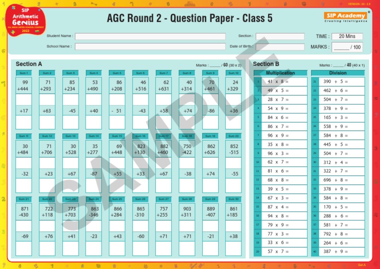 Class 5 AGC Round 2 Question Paper | PDF