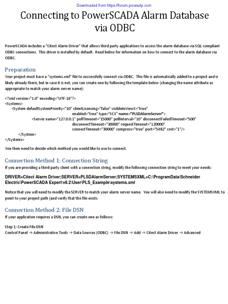 Connecting To The PowerSCADA Alarm Database Via ODBC | PDF | Databases | Microsoft Sql Server