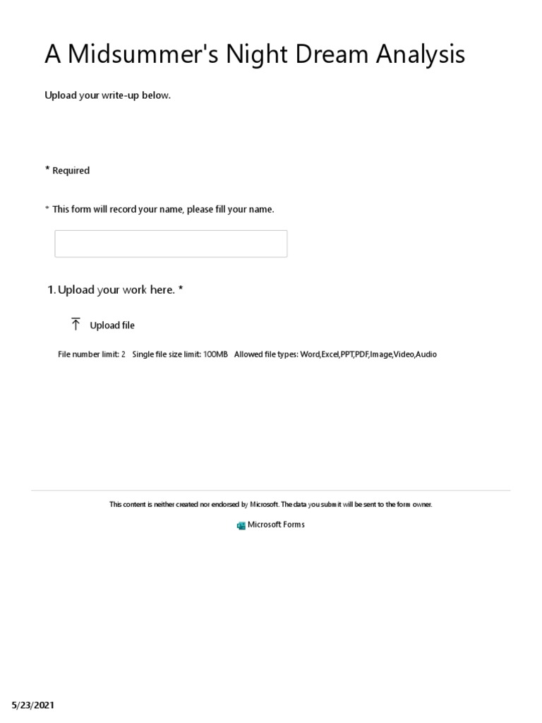 A Midsummer's Night Dream Analysis (Microsoft Forms) | PDF