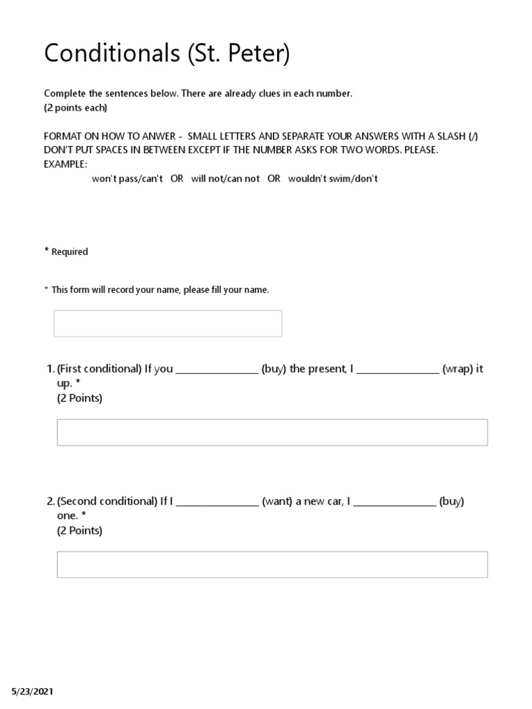 Conditionals (Microsoft Form) | PDF