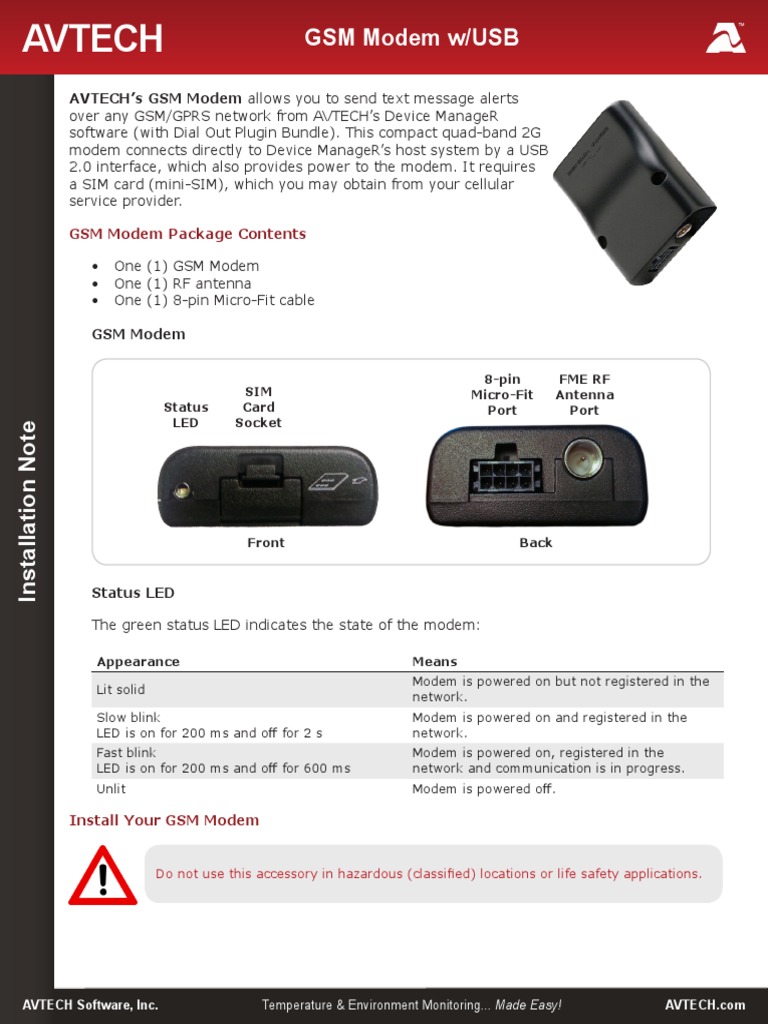 Install Note GSM Modem | PDF | Modem | Usb