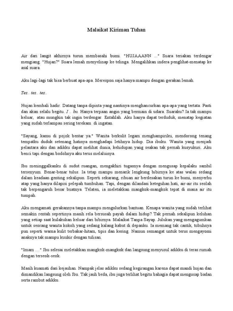 Cerpen - Malaikat Kiriman Tuhan | PDF | Seni | Agama & Spiritualitas