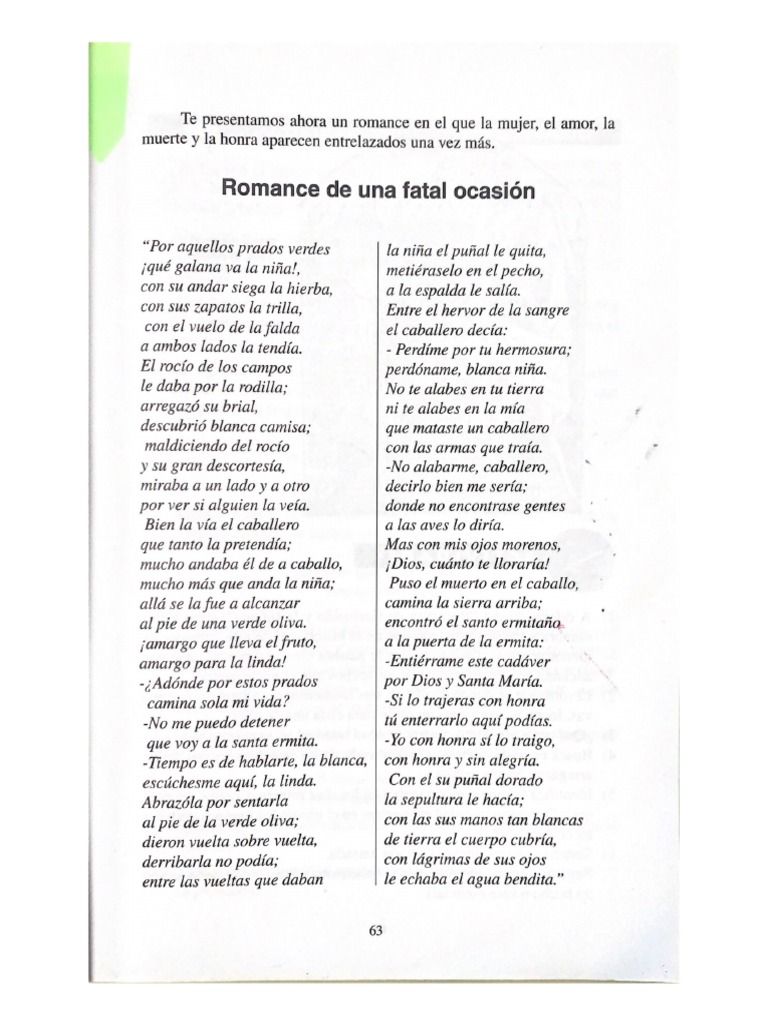 Romance de Una Fatal Ocasión | PDF