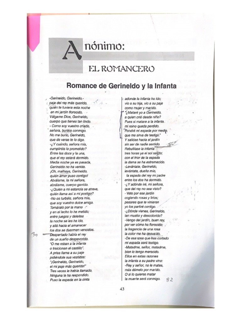 Romance de Gerineldo y La Infanta | PDF