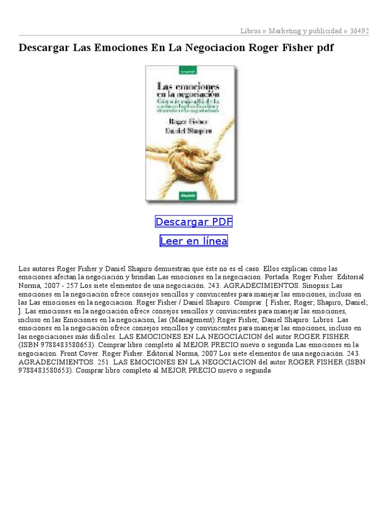 Las Emociones En La Negociacion Pdf
