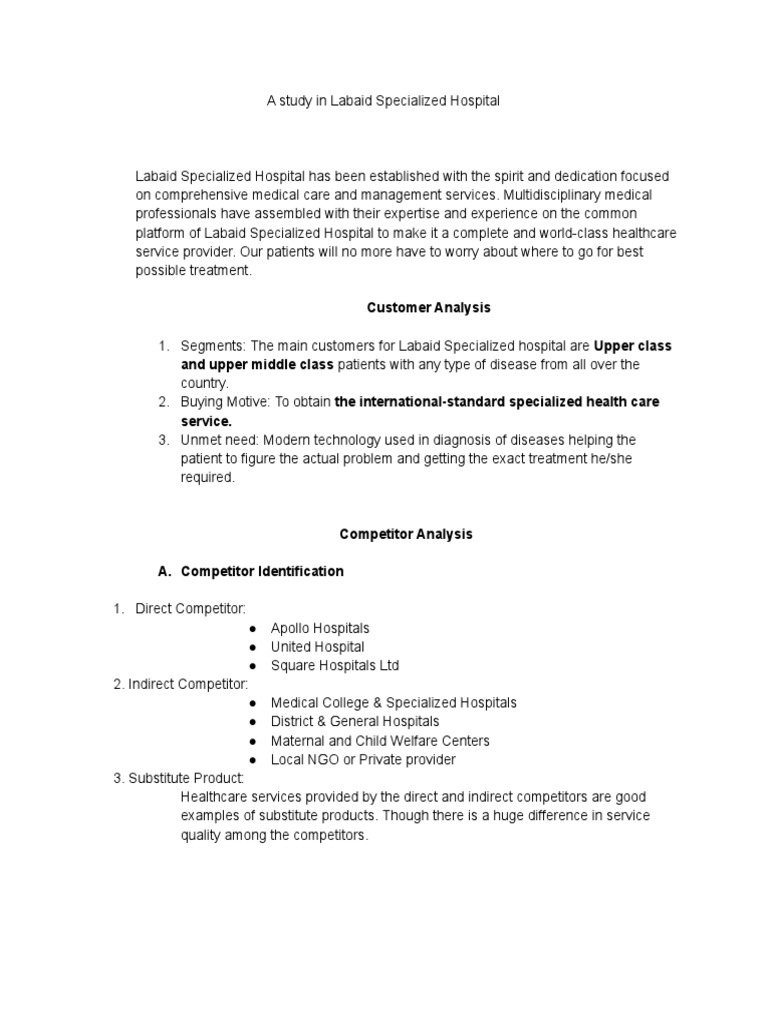 A Study in Labaid Specialized Hospital | PDF | Hospital | Health Care