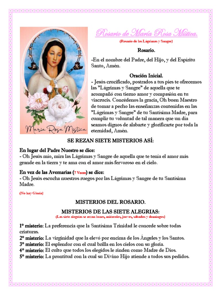 Rosario De María Rosa Mística Pdf Rosario Cristo Título