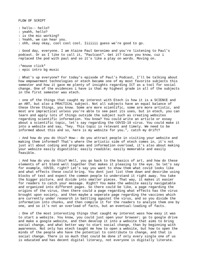 Etech Script | PDF | Cognitive Science | Cognition