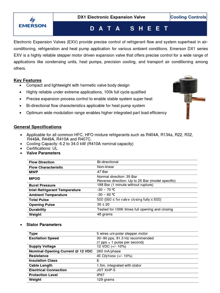 Data Sheet DX1 Electronic Expansion Valve en SG 7169888 | PDF | Applied ...
