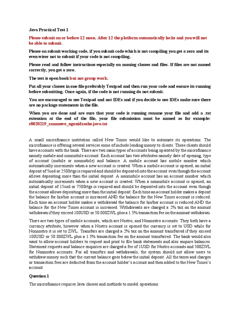 Practical Test 2022 | PDF | Deposit Account | Money