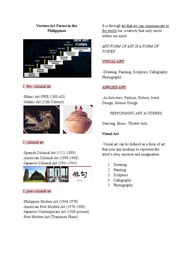 Various Art Forms in The | PDF | Paintings | The Arts