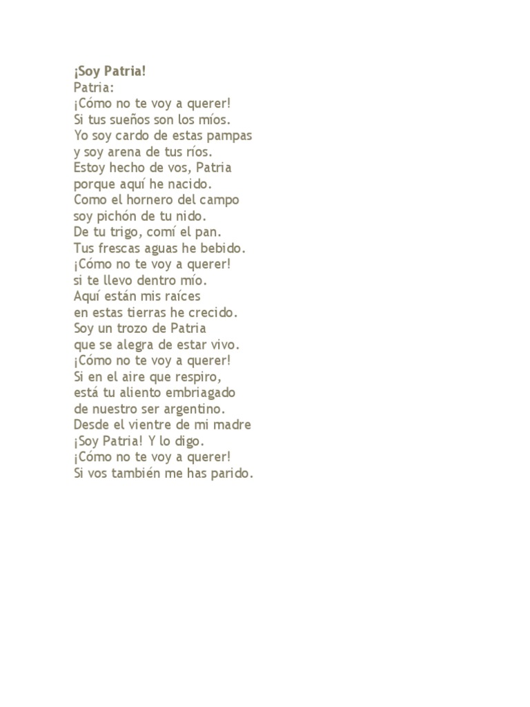 Dia de La Soberania Soy Patria - Poesia | PDF