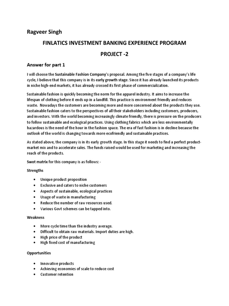 Project 2 - Finlatics IBEP | PDF | Fashion | Sustainability