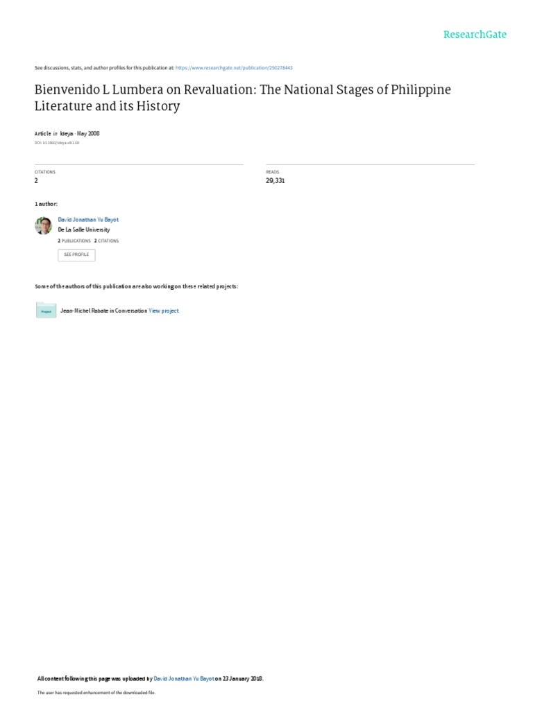 Lumbera's Revaluation of Philippine Literature | PDF