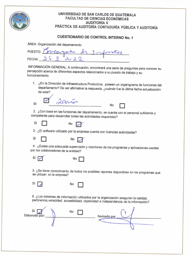 Cuestionarios De Control Interno Pdf