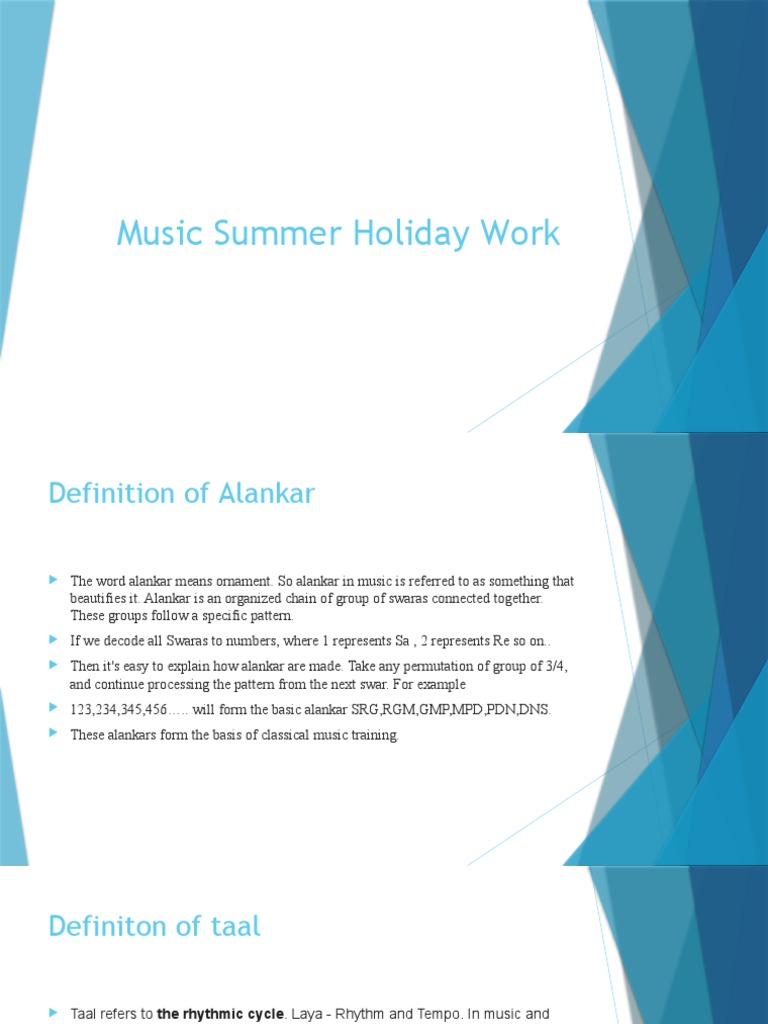 Music Summer Holiday Work | PDF