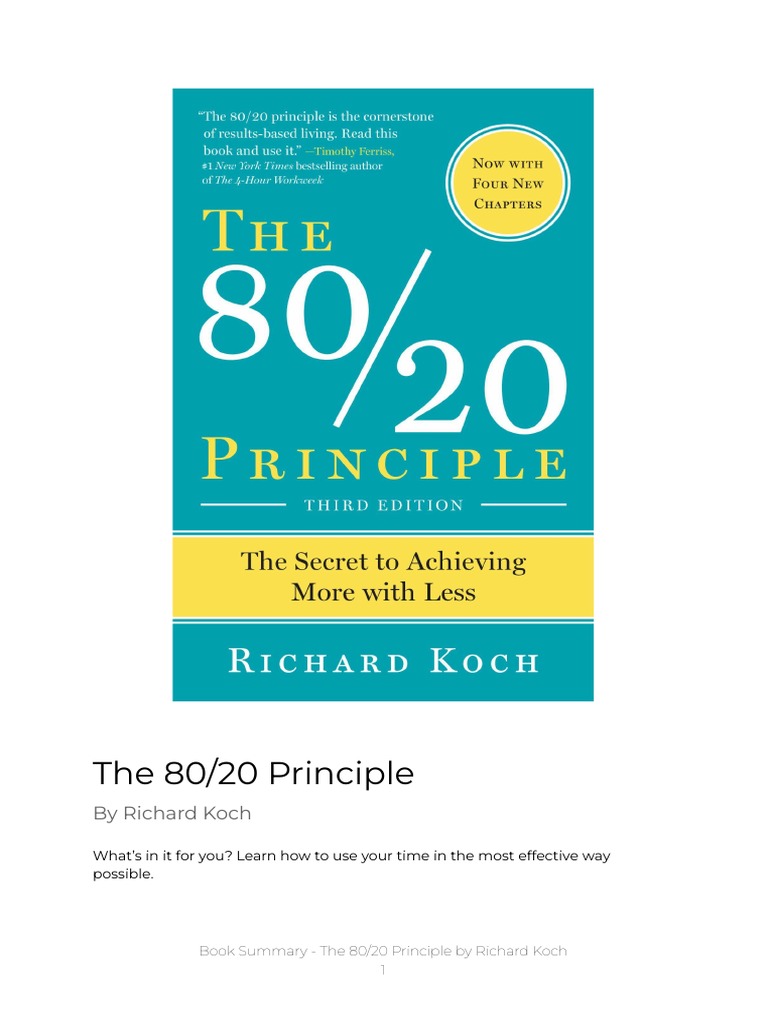 Book Summary - The 80 - 20 Principle by Richard Koch | PDF | Time ...
