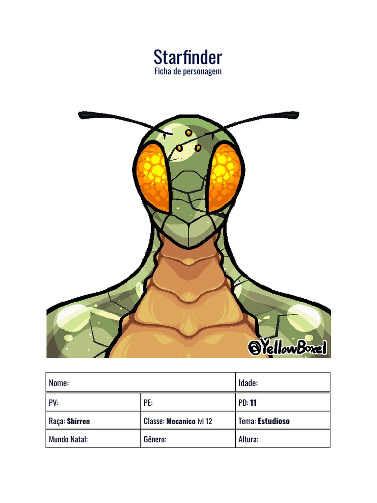 Ficha RPG: Personagem Shirren Mecanico | PDF