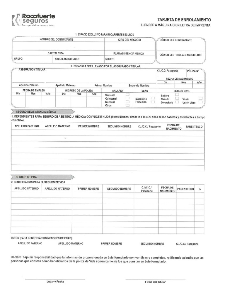 Formulario de Seguro de Vida Actualizado | PDF
