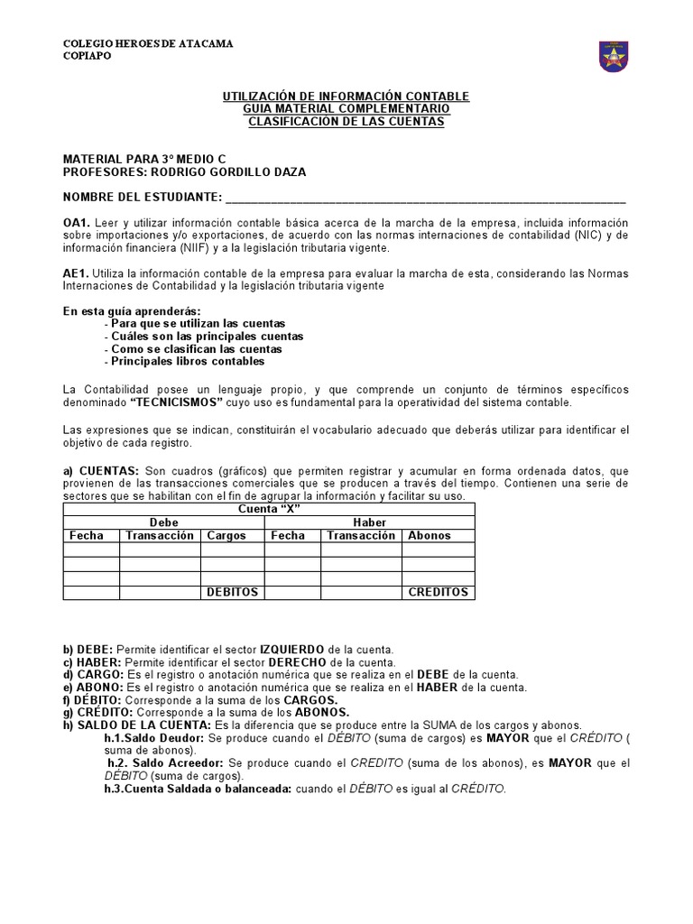 3C Ut Inf Cont - Guia Complementaria N°1 - Clasificación de Las Cuentas | PDF | Contabilidad ...