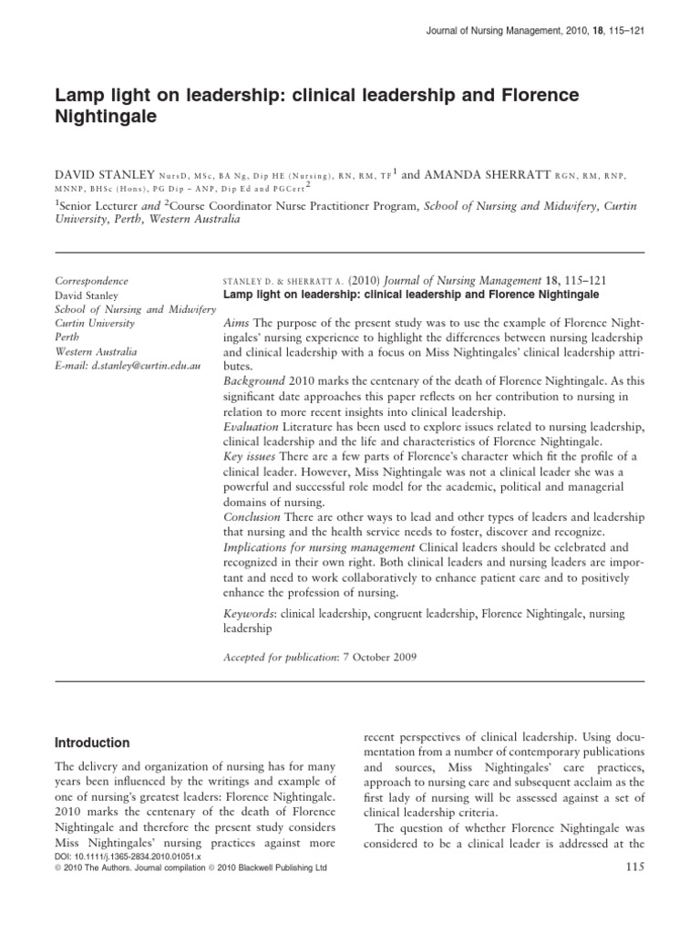 Lamp Light On Leadership Clinical Leadership and Florence | PDF ...