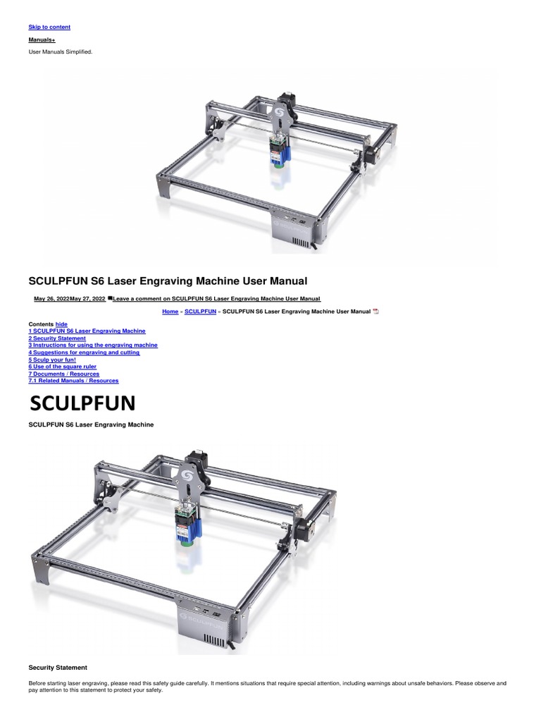 SCULPFUN S6 Laser Engraving Machine (EN) | PDF