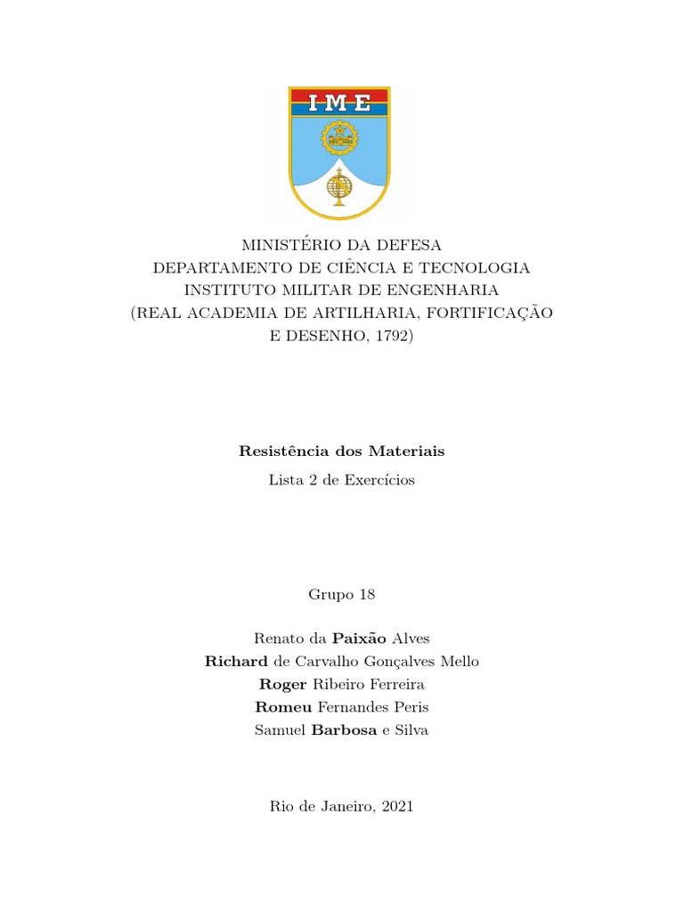 Resmat Lista 2 | PDF | Estresse (Mecânica) | Engenharia Mecânica