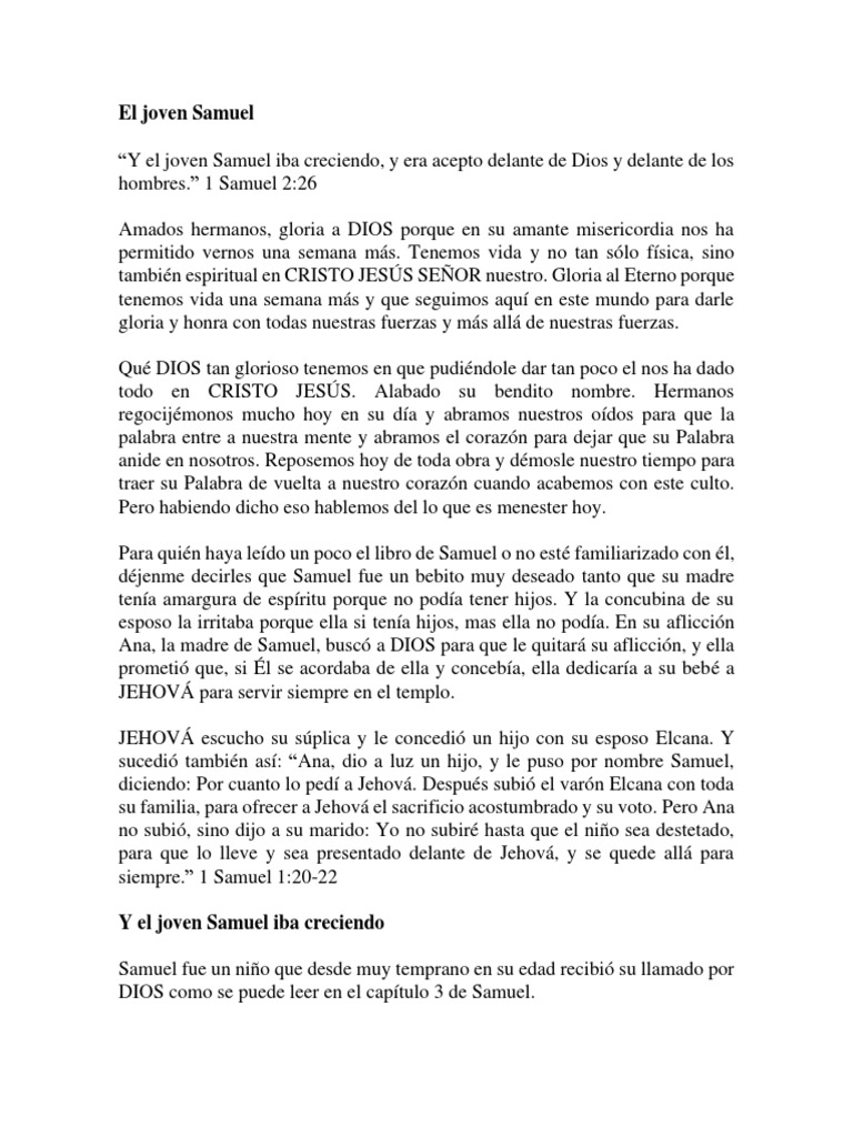 El Joven Samuel | PDF | Amor | Creencia religiosa y doctrina