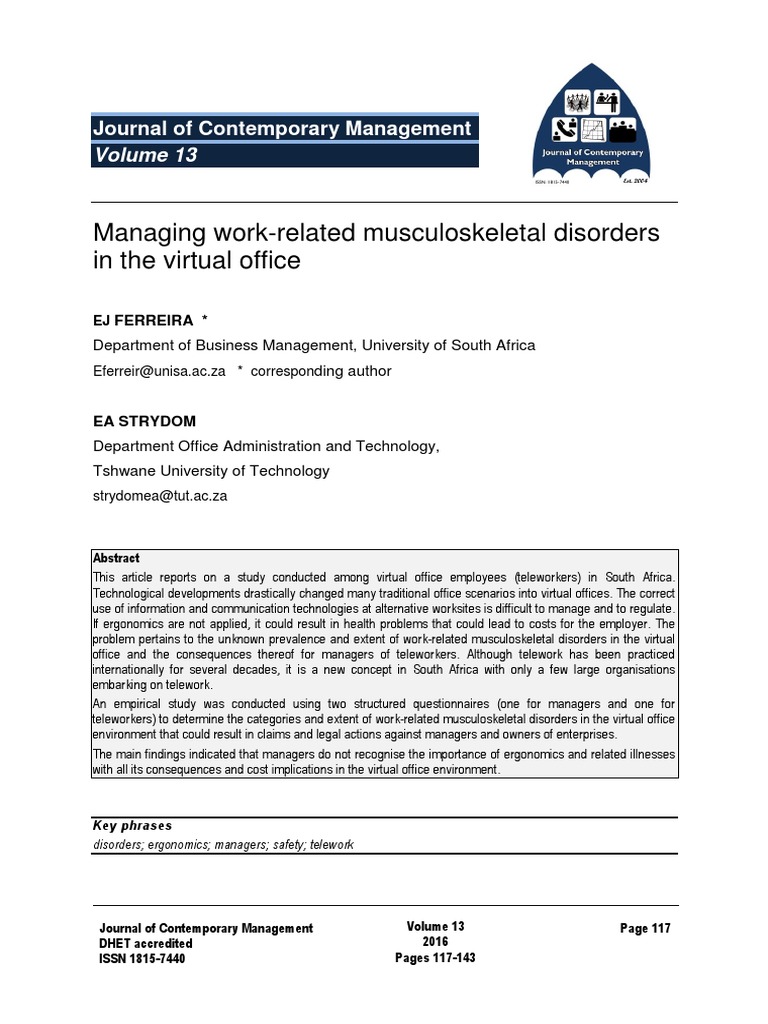 Managing Work-Related Musculoskeletal Disorders | PDF | Occupational ...