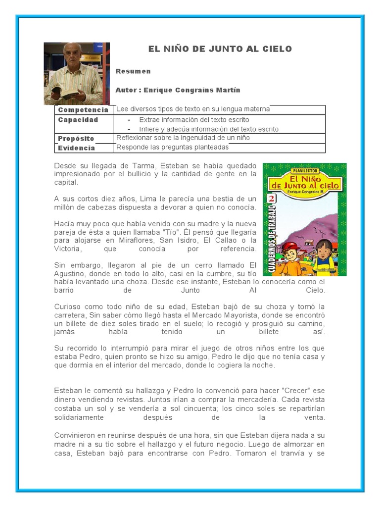Actividad 3 - El Niño de Junto Al Cielo | PDF