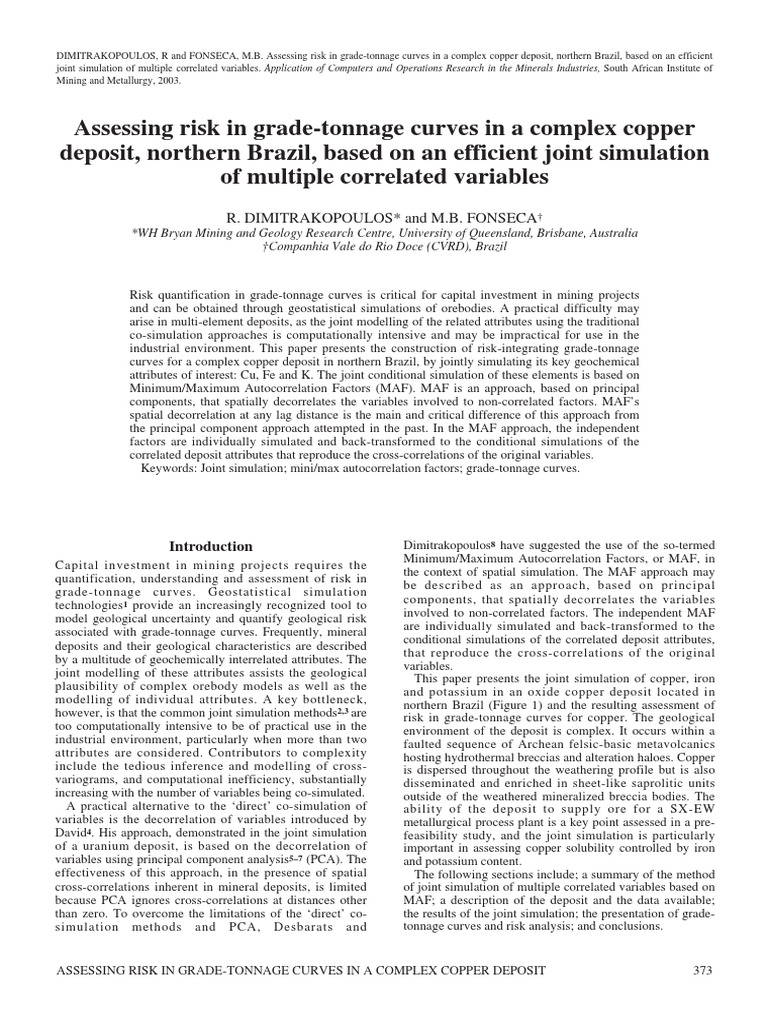 Risk Assessment in Copper Deposit Simulation | PDF