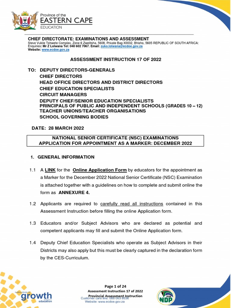 Assessment Instruction 17 of 2022 Marker Application | PDF | Teachers