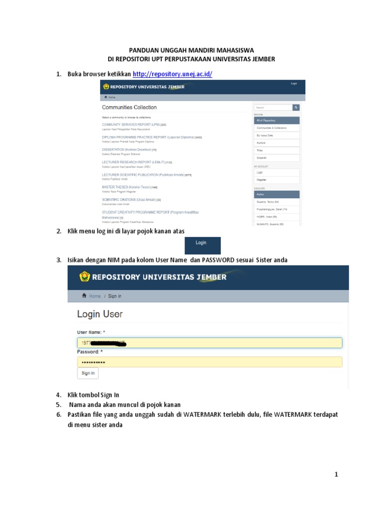 Panduan Unggah Mandiri Repository | PDF