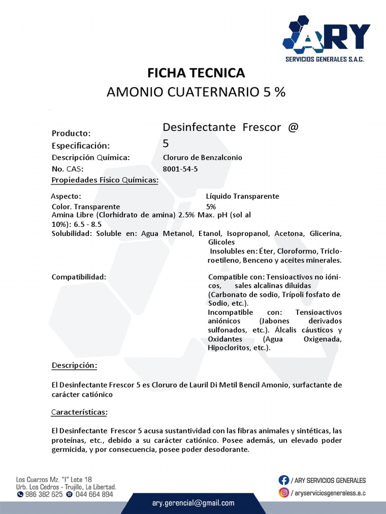 FT Amonio Cuaternario | PDF | Tensioactivo | Química
