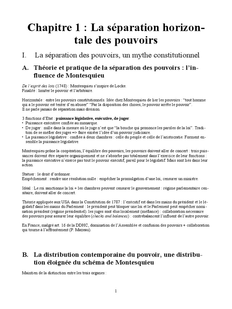 La séparation horizontale des pouvoirs | PDF | Politique mondiale ...