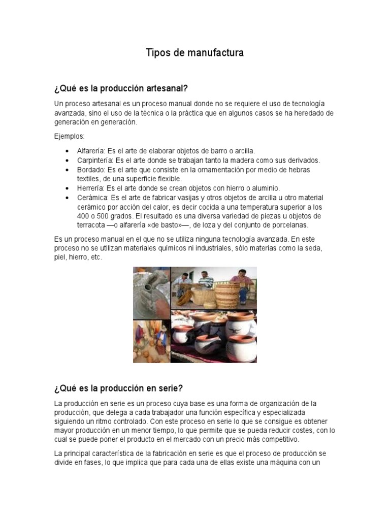 Tipos de Manufactura | PDF
