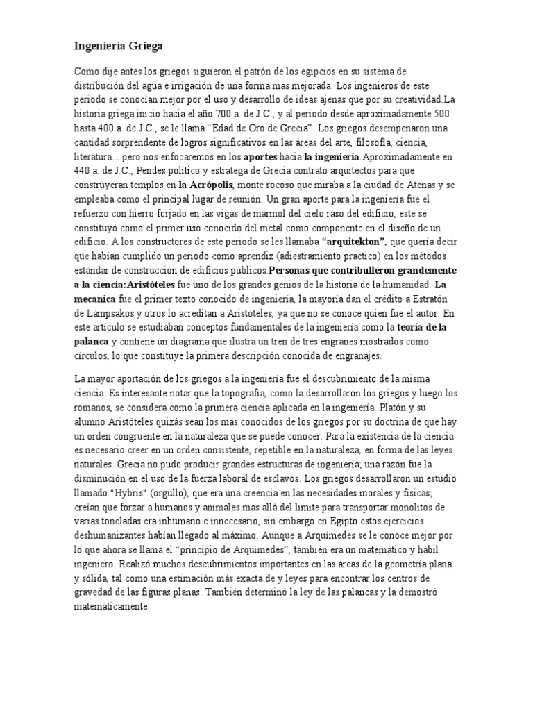 01 Historia de La Ingenieria | PDF | Ingeniería | imperio Romano 01 Historia de La Ingenieria | PDF | Ingeniería | imperio Romano
