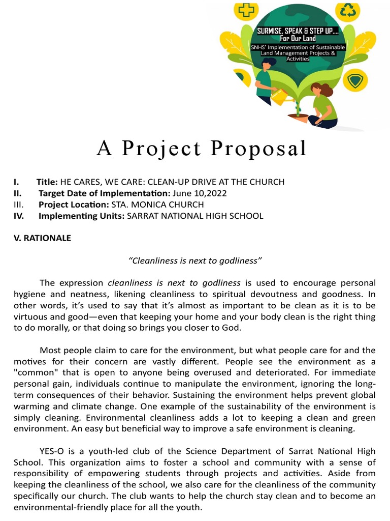 Clean Up Drive Church Proposal | PDF | Waste | Sustainability